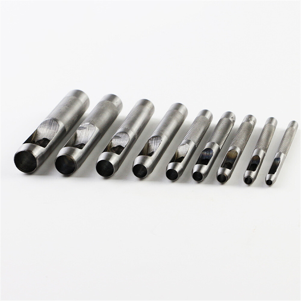 9pcs Heavy-Duty Hollow Leather Hole Gasket Punch Set Cutter Belt Wad ...