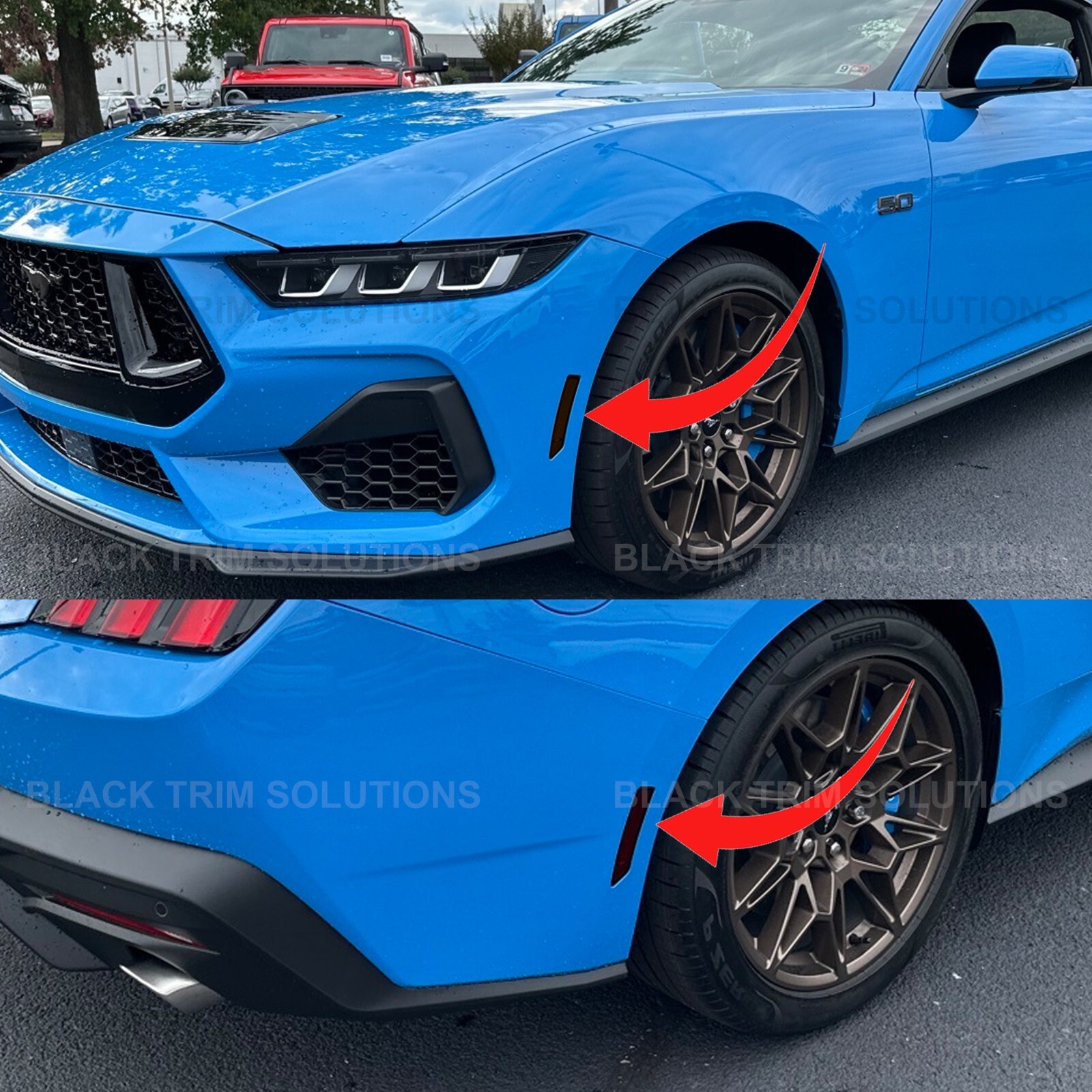 For 2024 2025 Ford Mustang Side Marker Front Rear SMOKE Vinyl Tint ...