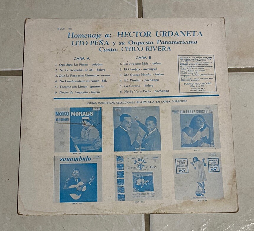 Lito Peña Y Su Orquesta Panamericana Canta Chico Rivera - Marvela Lp | eBay