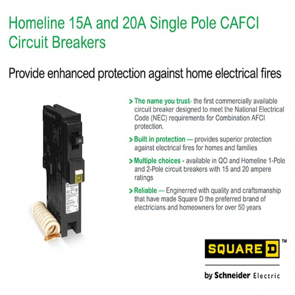 20 Amp Single-Pole Combination Arc Fault Circuit Breaker for Homeline ...