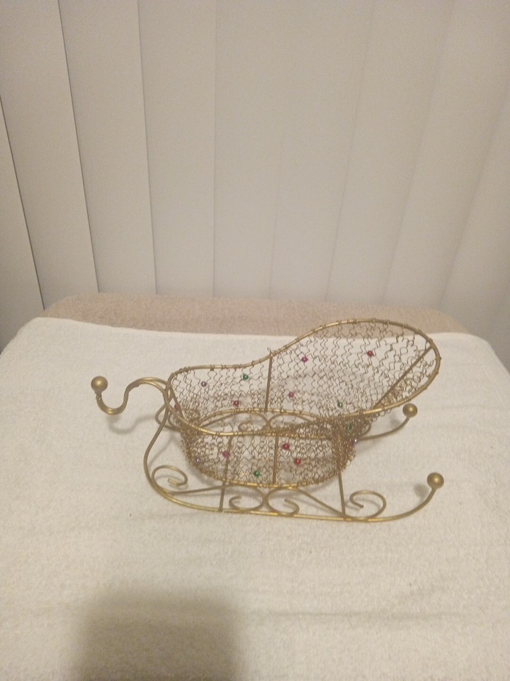 Vintage Holiday Gold Wire Sled | eBay
