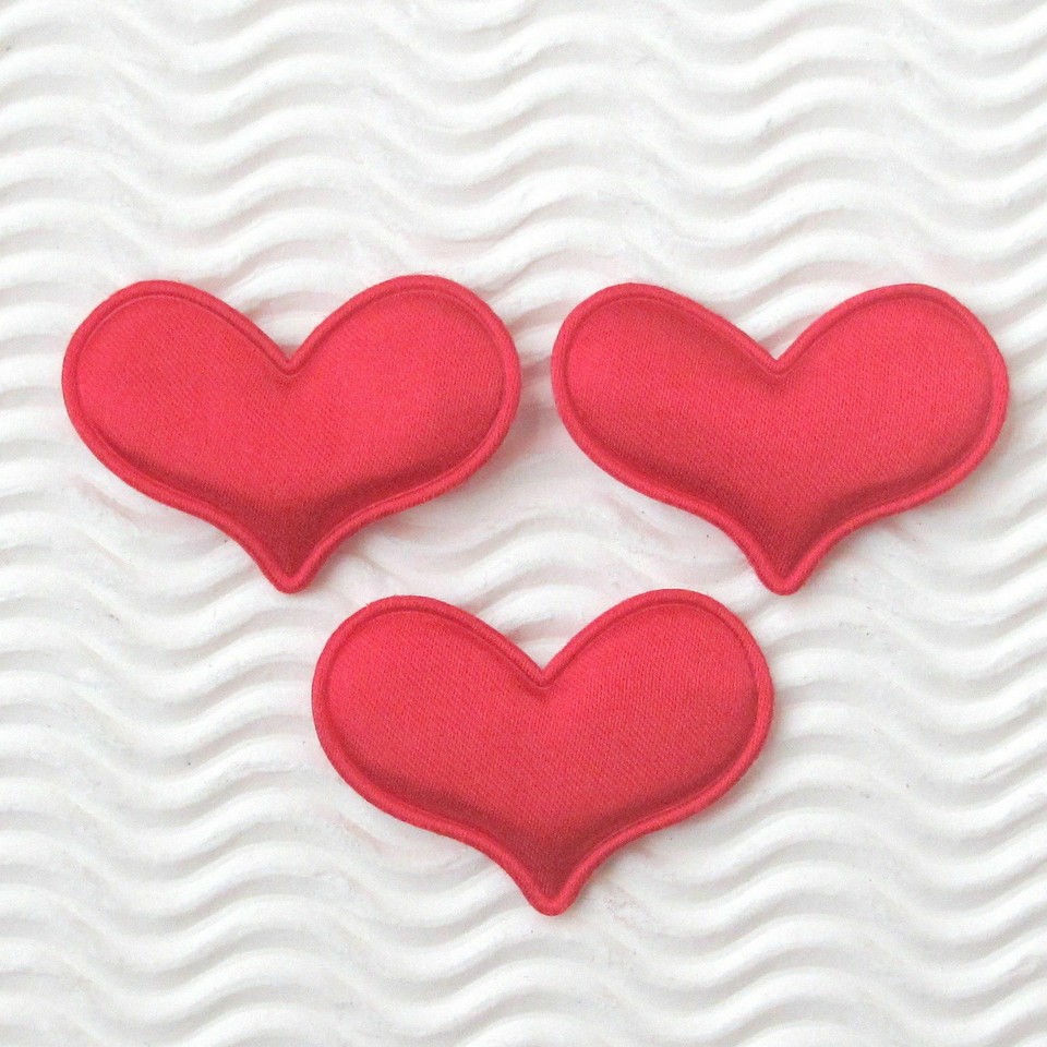 60-80pc x 1.5" Padded Satin Heart Appliques for Valentine's Day Wedding ...