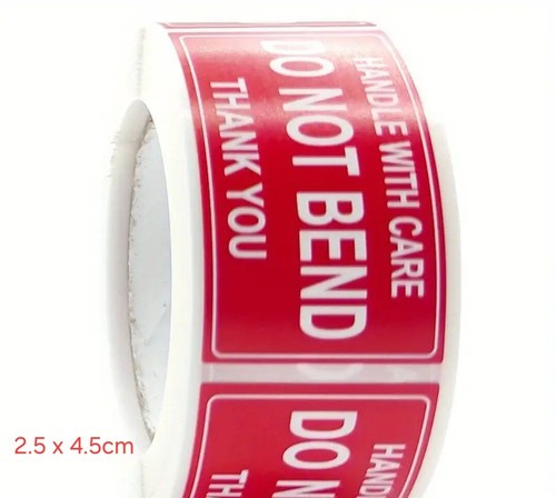50 X Handle With Care Please Do Not Bend Stickers Postage Fragile Red ...