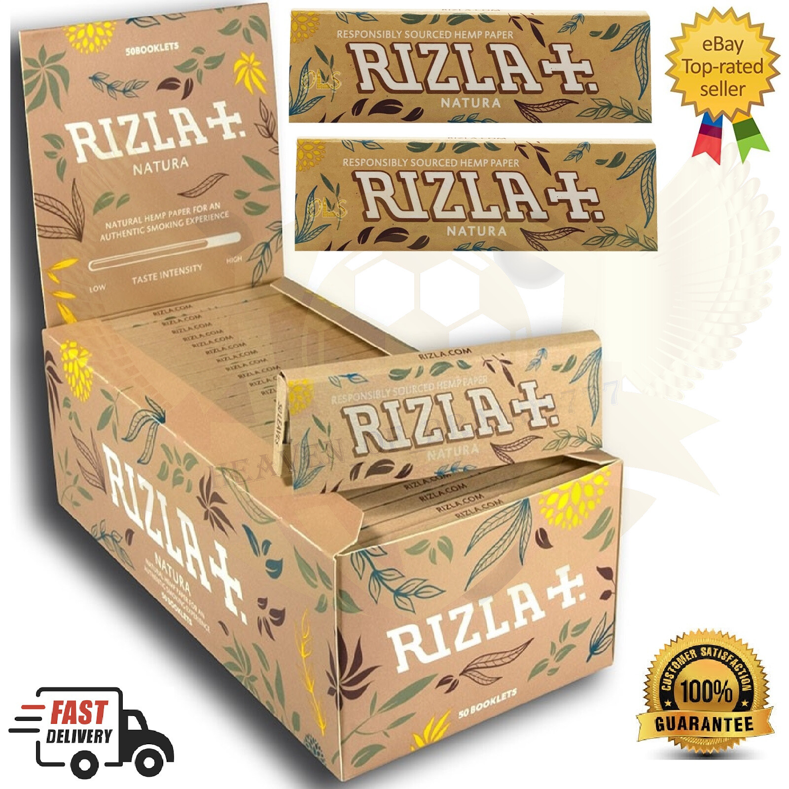 Rizla Natura Organic Hemp Regular Size Rolling Papers 50 x Booklets - 1 ...