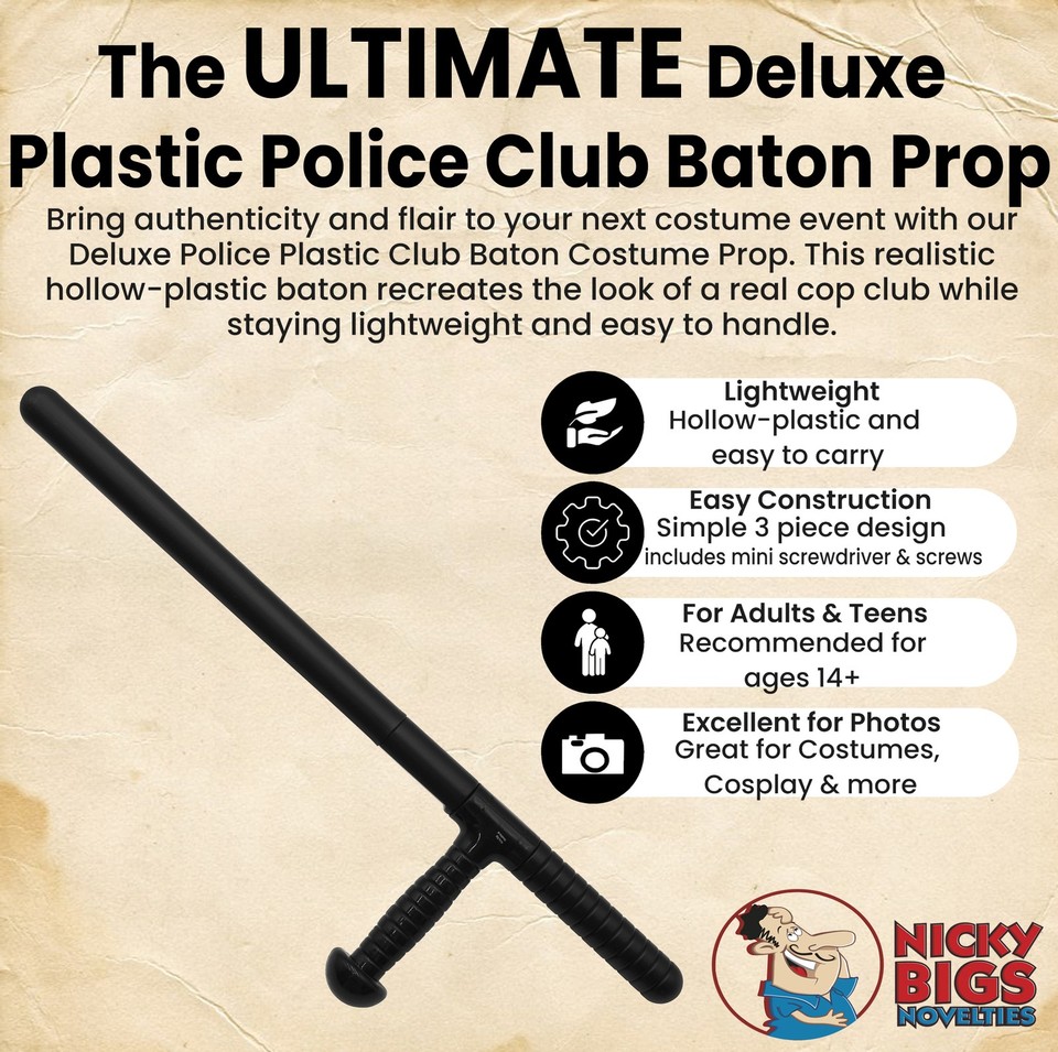 22.5" Black Police Force Billy Club Officer Cop Prop Baton Costume ...