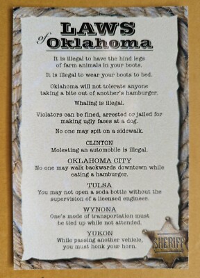 Postcard OK: Laws of Oklahoma | eBay