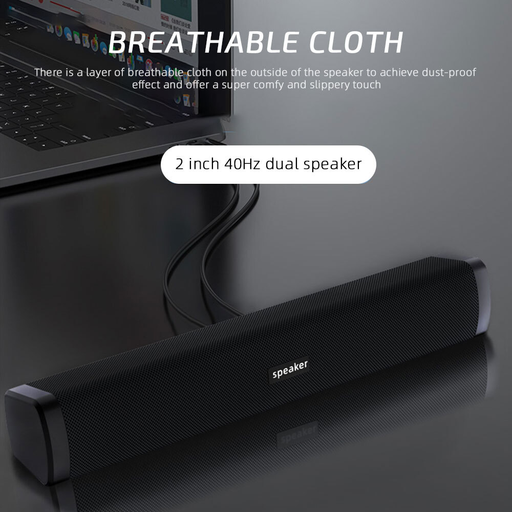 LED USB Wired Sound Bar Computer Stereo Bass Speakers USB For PC ...