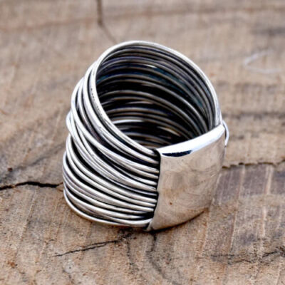 Solid 925 Sterling Silver Multi Layer Ring Band Ring Handmade Ring All ...