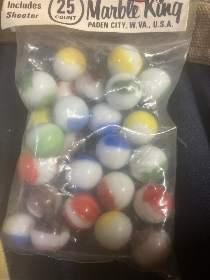 Vintage Marble King Marbles 25 Count Bag W/ Shooter Unopened Original ...