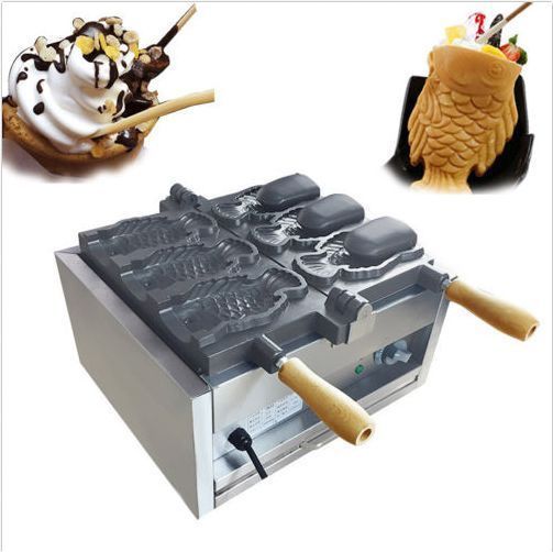 New Fish Ice Cream Taiyaki Maker Machine electric open mouth taiyaki ...