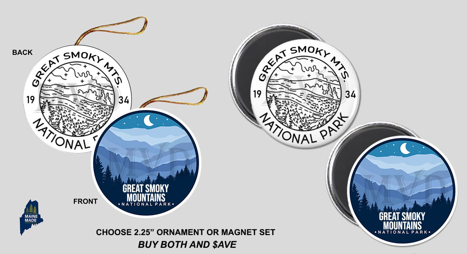 GREAT SMOKY MOUNTAINS NATIONAL PARK Ornament / Magnet Set - Vacation ...