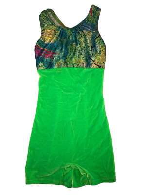 MOTIONWEAR Gymnastics Dance Unitard Green Velvet & Foil Leotard Keyhole ...