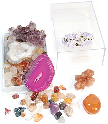 NEW ROCKS & MINERALS Rock Box Collection Amethyst Rose Quartz Geodes ...