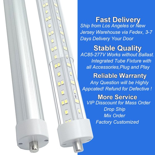 12/25 Pack 8 Ft Led Bulbs Single Pin 6500K 144W T8 T12 8Ft Led Shop ...
