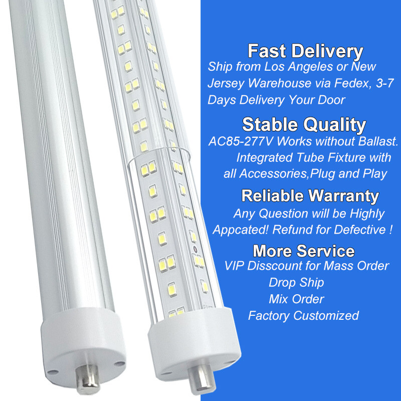 12/25 Pack 8 Ft Led Bulbs Single Pin 6500K 144W T8 T12 8Ft Led Shop ...
