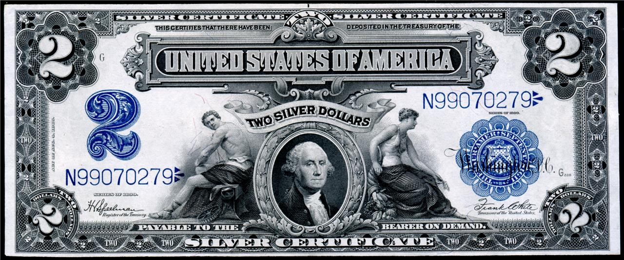 HGR SUNDAY 1899 $2 Silver Certificate (GORGEOUS) Appears Very Near ...