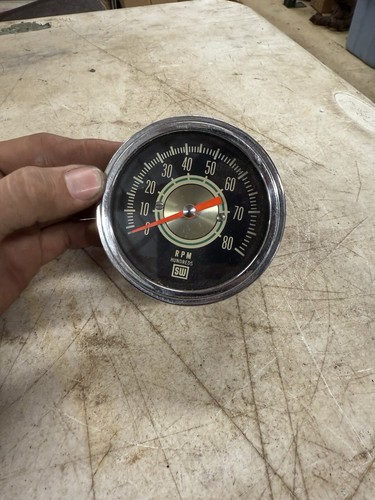 Vintage Stewart Warner Green W 3 3/8" Inch 8K Tachometer Gauge Tach Hot ...