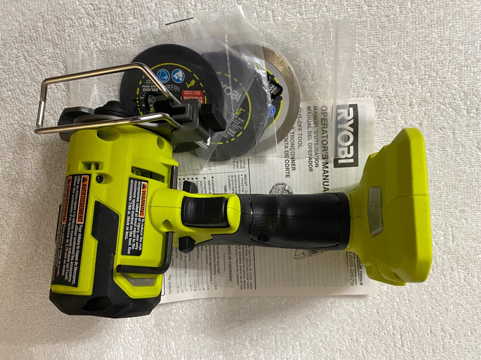 New Ryobi PSBCS02B ONE+HP 18V Brushless Compact Cut-Off Tool w/Cutting ...