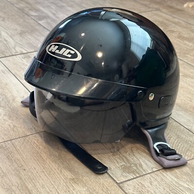 HJC IS-2 Half Shell Motorcycle Helmet DOT - Medium M Black W/ Visor ...