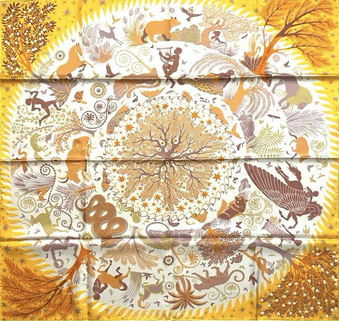Authentic HERMES Scarf Silk 100% "Sous le Charme d'Or… - Gem