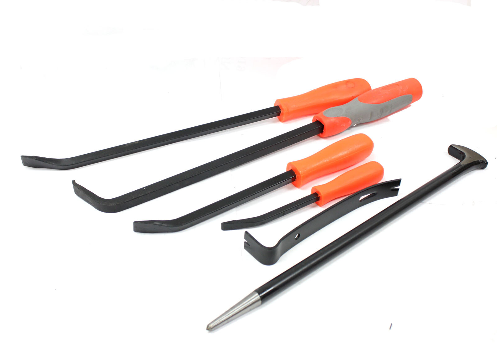 6pc Mechanic Pry Bar Tool Set Automotive Shop Tools Heel Flat Curved ...