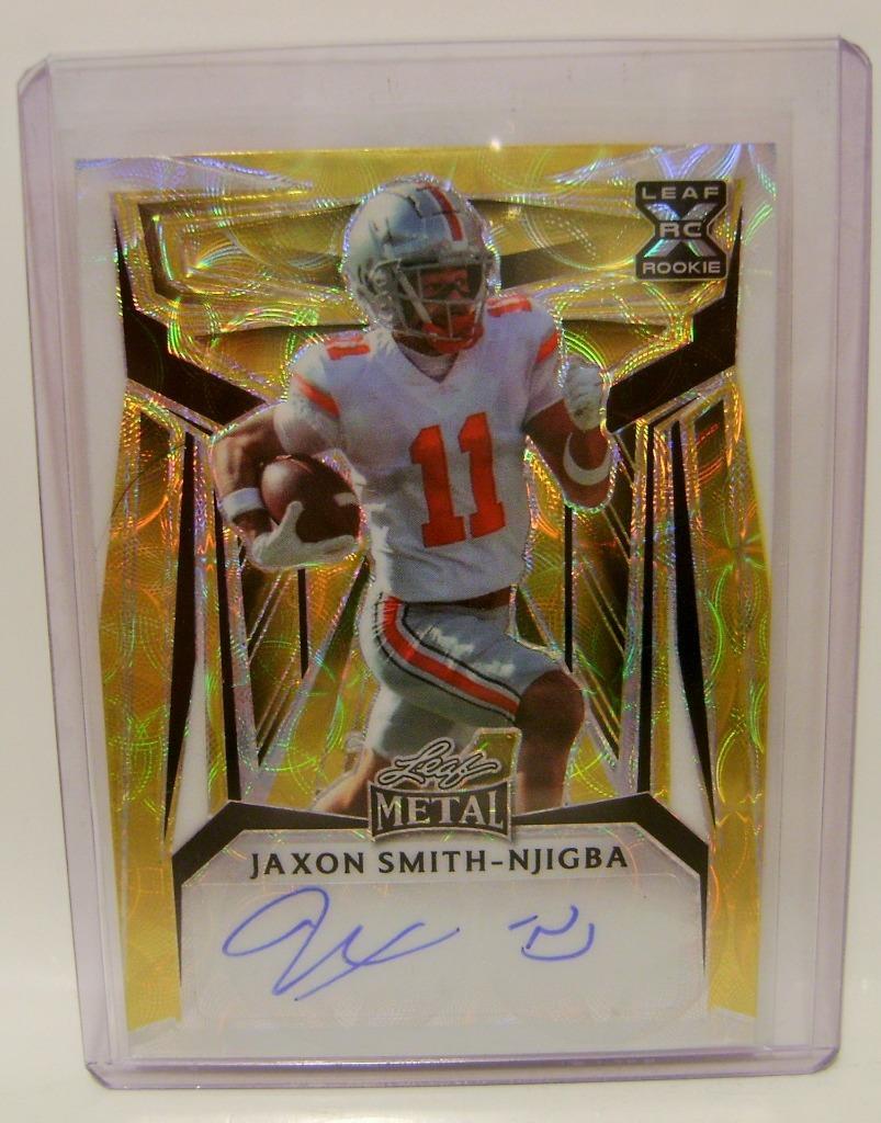JAXON SMITH-NJIGBA GOLD TRUE 1/1 AUTO AUTOGRAPHED LEAF METAL FOOTBALL ...