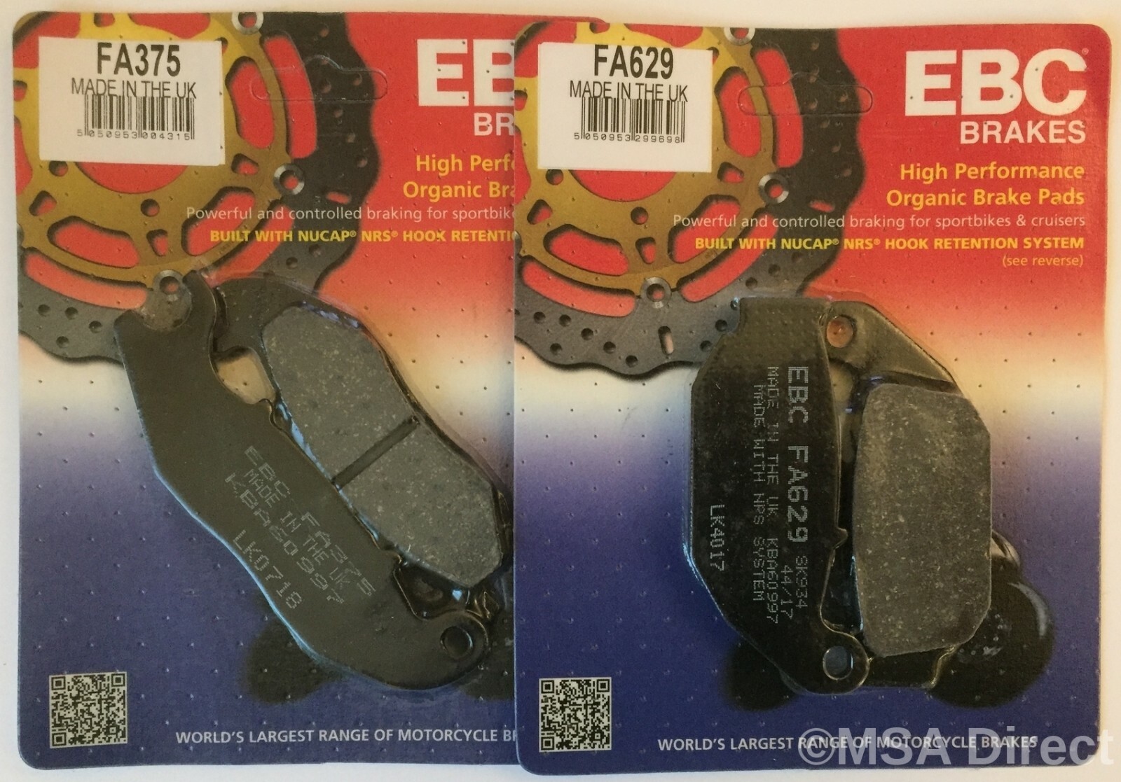 EBC Organic FRONT and REAR Disc Brake Pads Fits HONDA MSX125 GROM (2013 ...