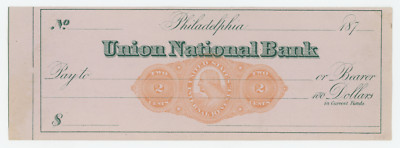 RN-K6 on Union National Bank check, UNUSED, Philadelphia PA, 187x | eBay