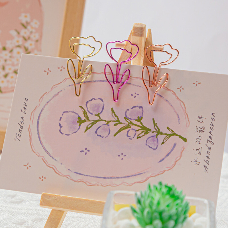 10PCS/Set Colored Flower Shaped Paper Clip Colored Paper Clip Bookmark ...