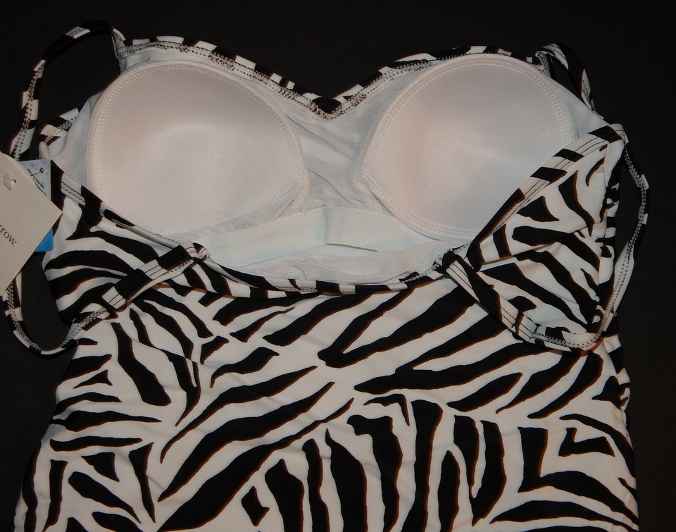 Croft & Barrow Womens Bust Enhancer Tankini Swimwear Top Zebra Animal ...