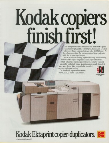 1987 Kodak Ektaprint Copier Duplicator IMSA GTP Checkered Flag VINTAGE ...