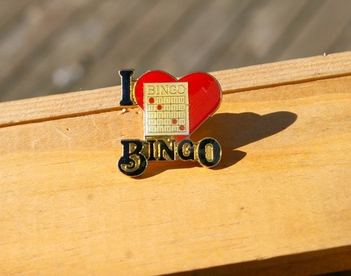 I "Heart" Bingo Love Gold Tone Metal & Enamel Lapel Pin Pinback | eBay