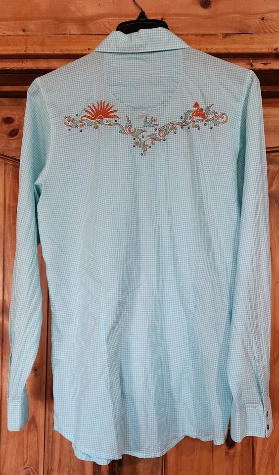 Twenty X Womens Lg Shirt Western LS Embroidered 100% Cotton Metal Snaps ...