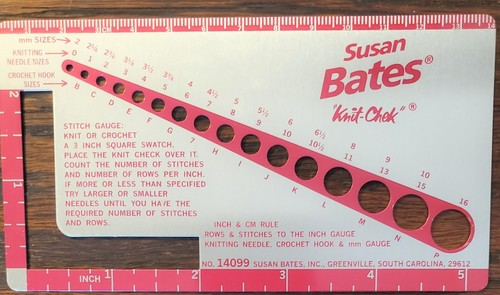 Susan Bates "Knit Chek" - No. 14099 - Needle - Hook size, Stitch gauge ...