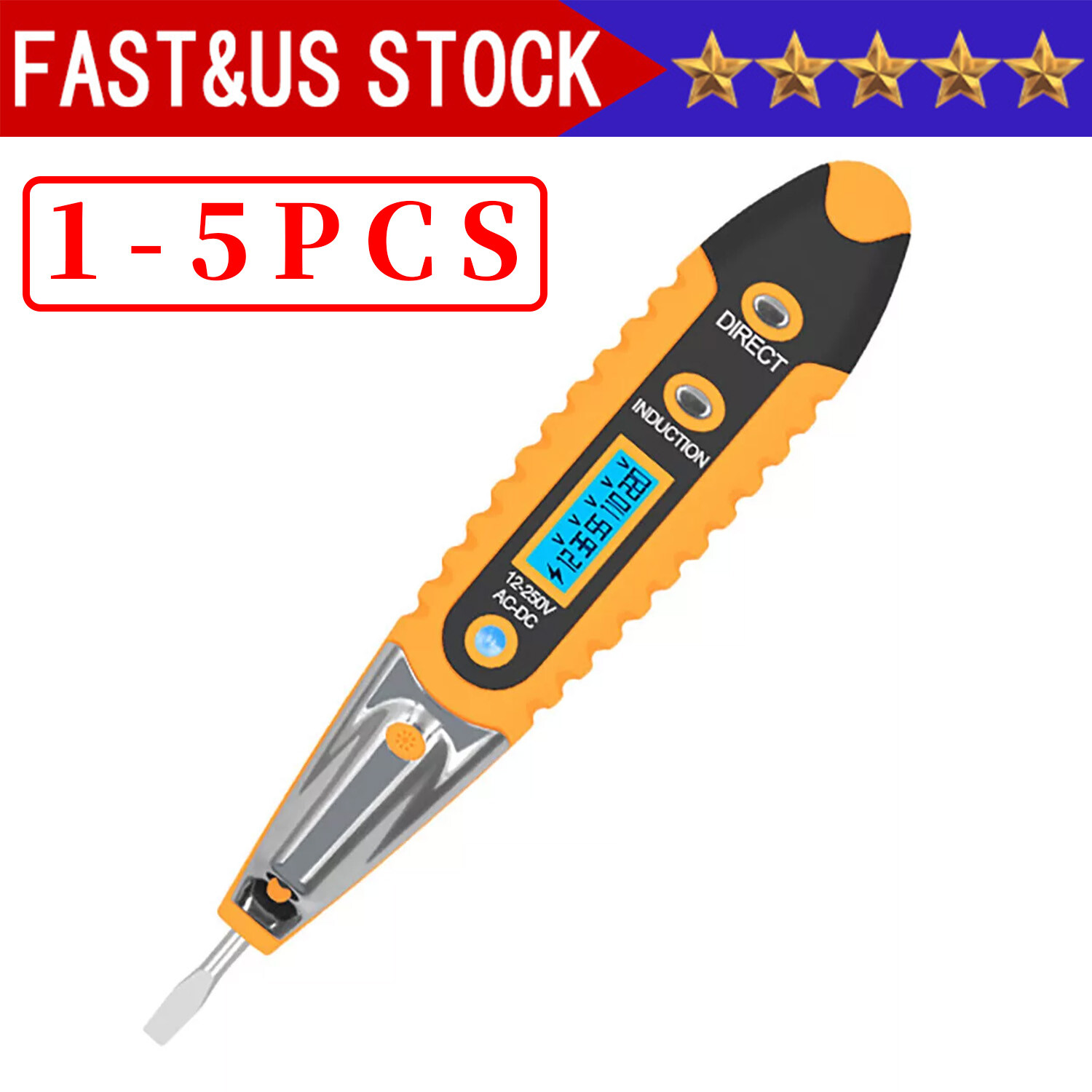 Voltage Electric Tester Volt Detector Test Pen AC DC Non-Contact Sensor ...
