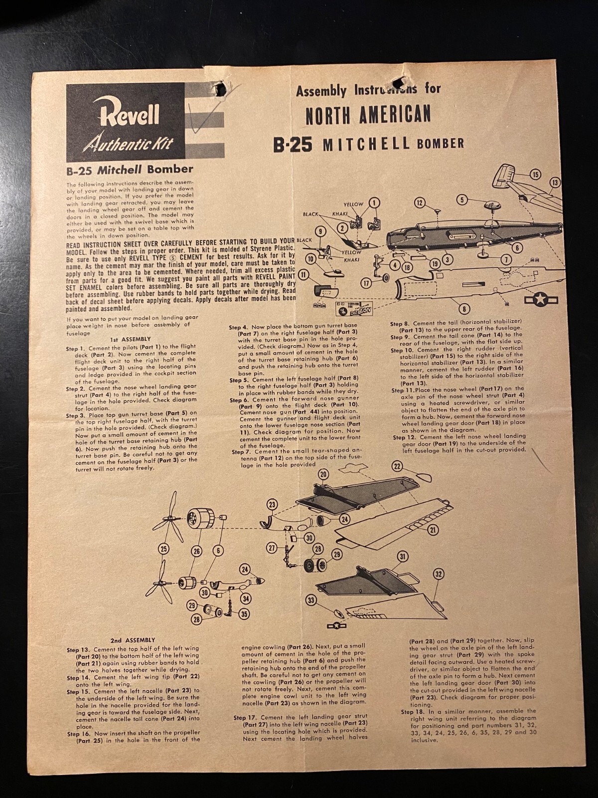 Vintage 1950s Revell Model Instructions Manuals Mitchell Boeing Martin ...
