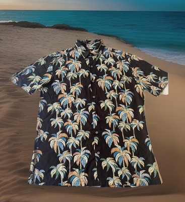 Tori Richard Aloha Hawaiian Palm Trees Button Up Pocket Shirt Small ...