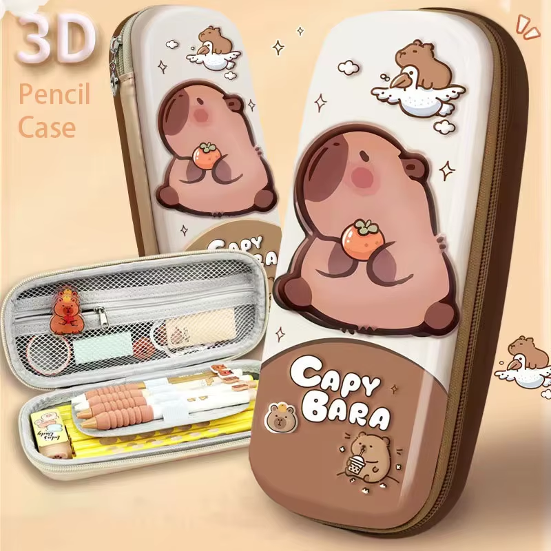 3D Stereo Cute Capybara Pencil Case Drop Resistant Waterproof Student ...