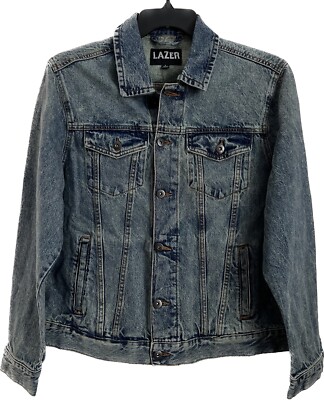 Lazer Men's Denim Trucker Jacket Regular Fit Sz M Vintage Inspired 100% ...