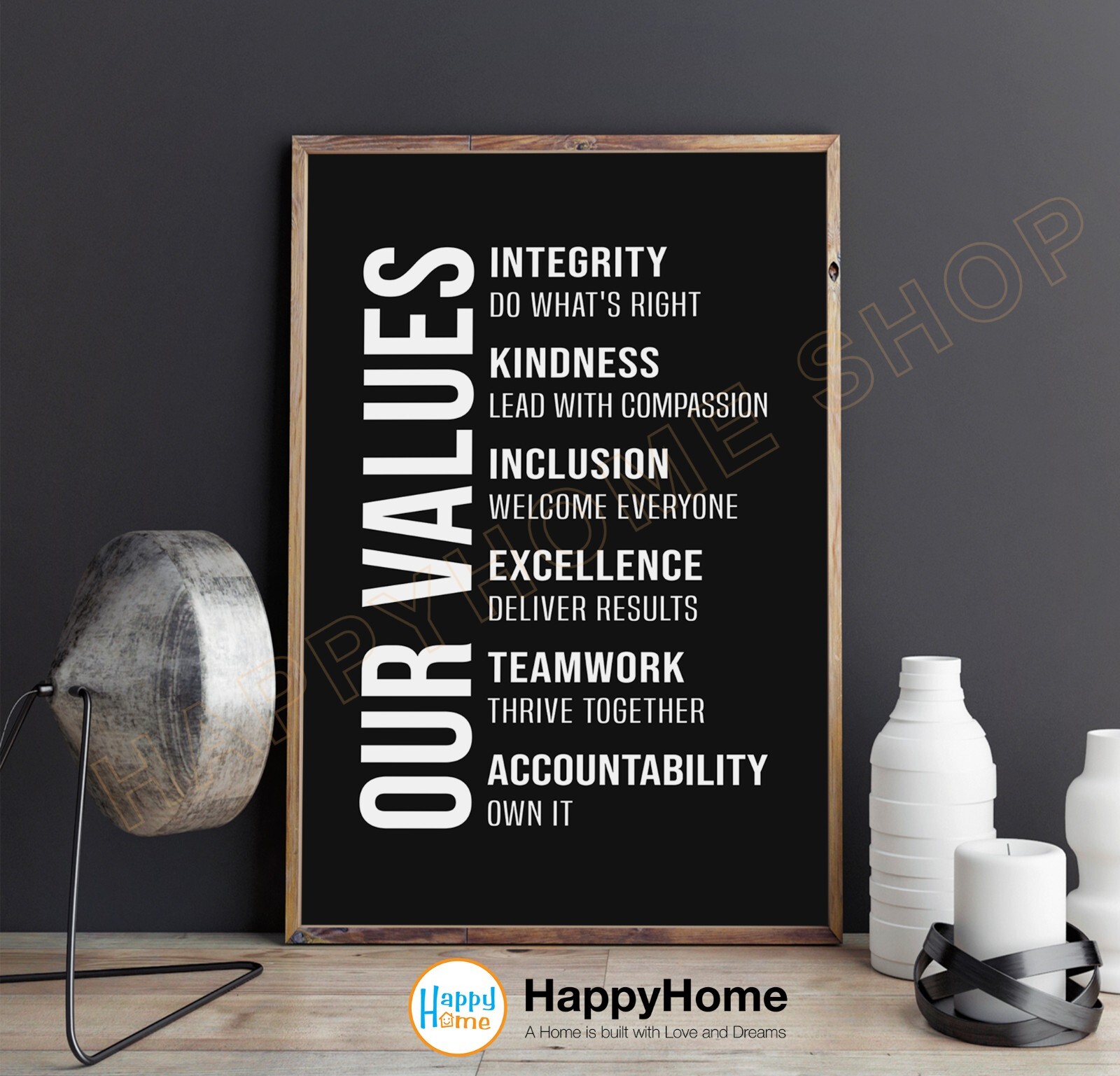 Our Values Wall Art Bussiness Core Values Office Decor Entrepreneur ...