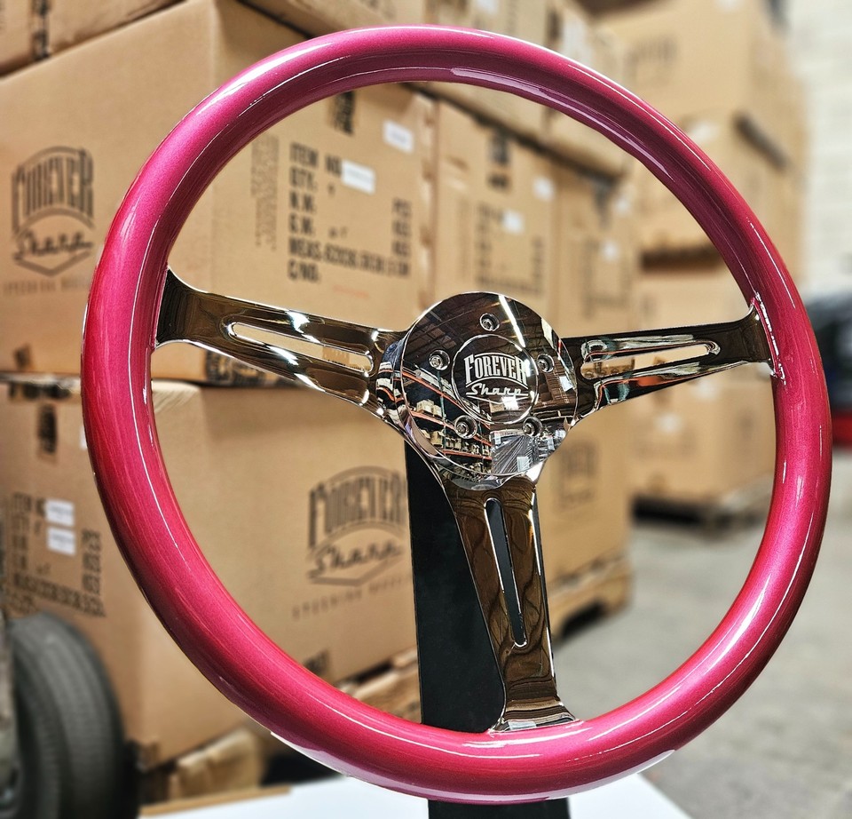 18" Chrome Polished Raspberry Steering Wheel For Big Rigs w/ Aluminum ...