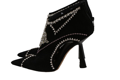 Jimmy Choo Kendrix 100 Boots Crystal Embellished Black Pointed Toe ...