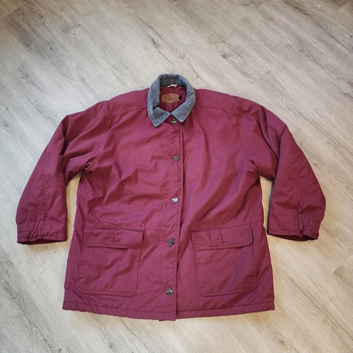 Woolrich Women's Sz XL Barn Chore Canvas Jacket Red Fleece Lined ...