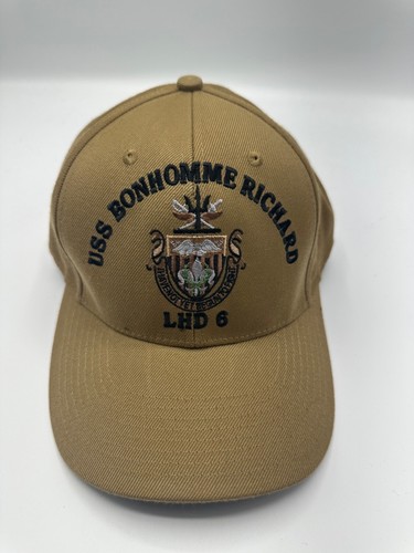 The Corps USS Bonhomme Richard LHD 6 Beige Logo Mens Baseball Cap Hat ...