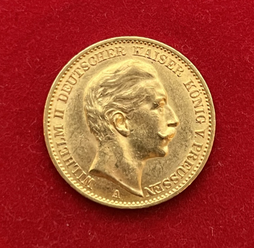 Gold Coin 20 Mark A 1912 Wilhelm II Prussia 7.96g .900 Fine Gold Rare ...
