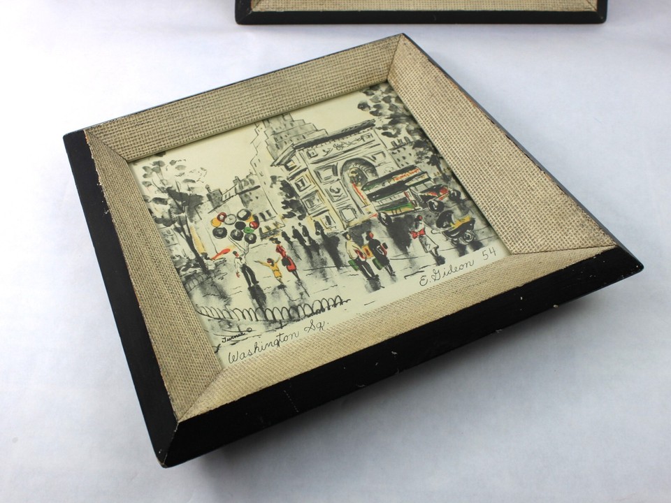 1950s E Gideon Impressionist Lithograph Set Fifth Ave Washington Sq ...