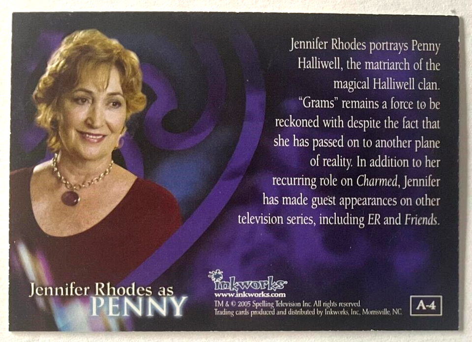 Charmed Conversations Autograph Card A4 Jennifer Rhodes as Penny ...