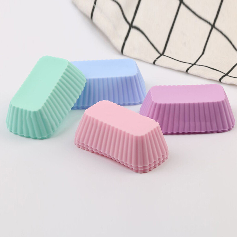 5Pcs Silicone cake mould rectangular muffin cup cake oven household ...