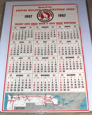 Great Northern Railroad - Wall Calendar - 1957 | eBay