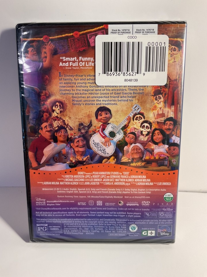 Disney Pixar Coco (DVD, 2017) Golden Globe Winner NEW Sealed ...
